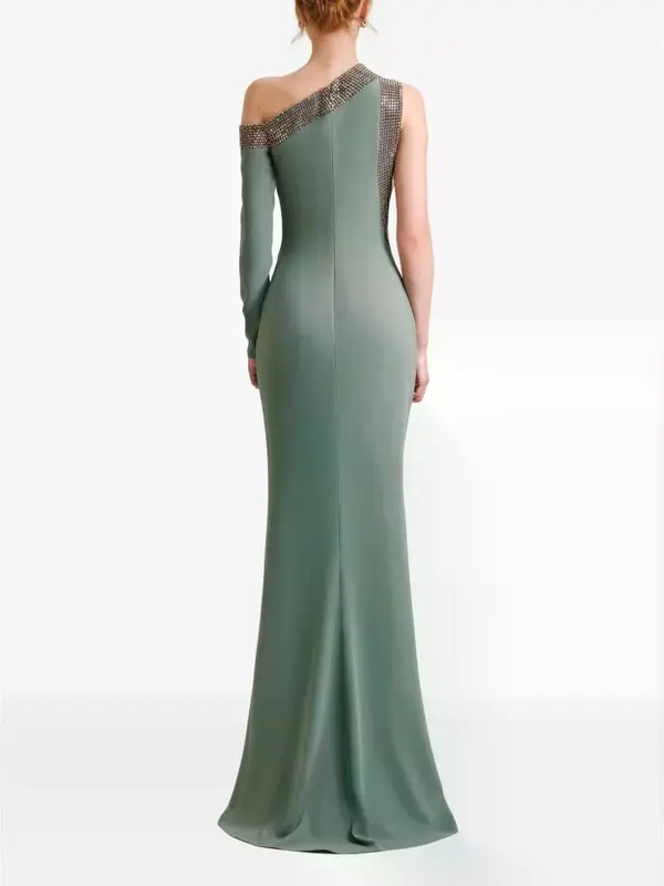 embellished asymmetric maxi dress GEMY MAALOUF Asymmetrical - Green exposed boning wedding dress Minimalist Long Sleeves A-Line Size:4 USA the Viveca Dress is