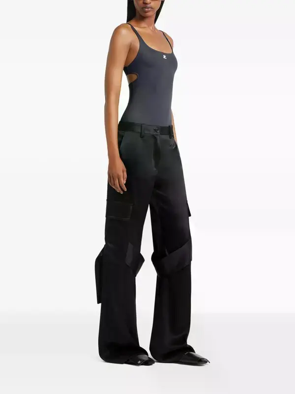 COURREGES Satin Finish Trousers - Black