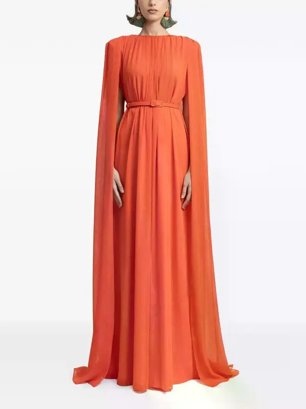 GEMY MAALOUF Cape-sleeve Maxi Dress