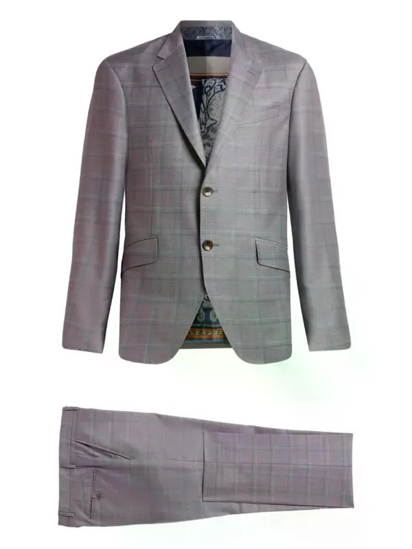 Etro Checked Single-breasted Suit - Grey