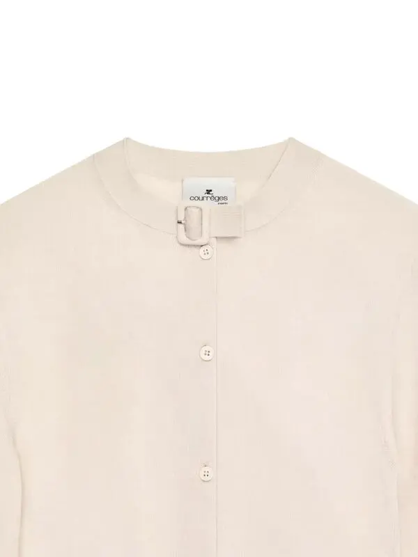 COURREGES Buckle-detail Button Cardigan - Neutrals
