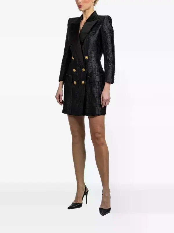 Balmain Button Textured Mini Dress