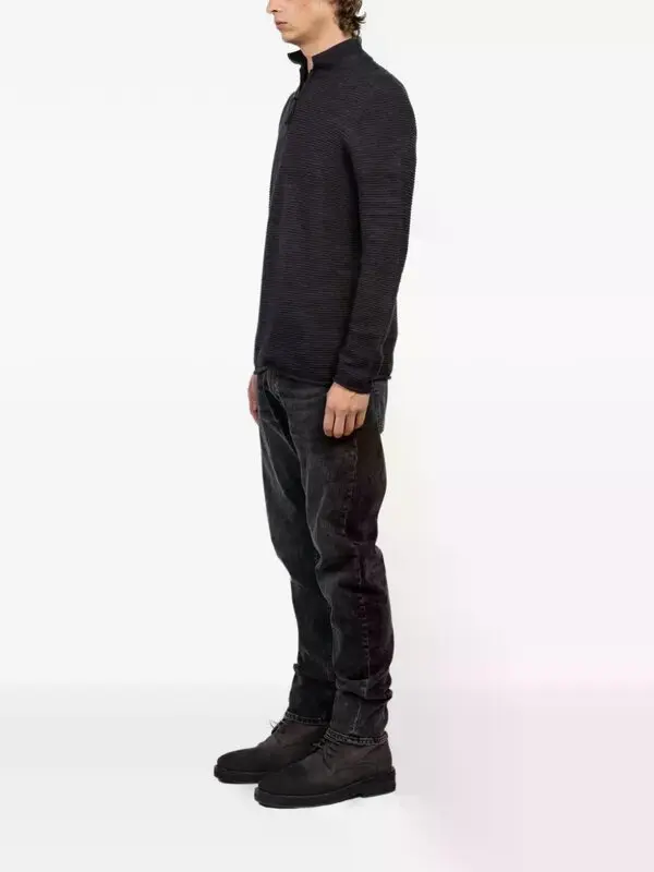 HANNES ROETHER Zip Ribbed T-shirt