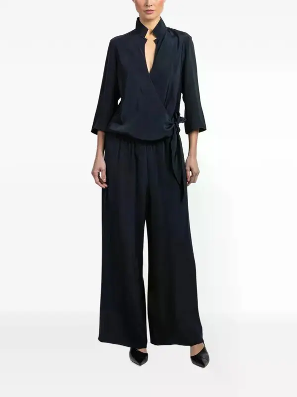 PETER COHEN Tie-detailed Wrap Jumpsuit - Blue
