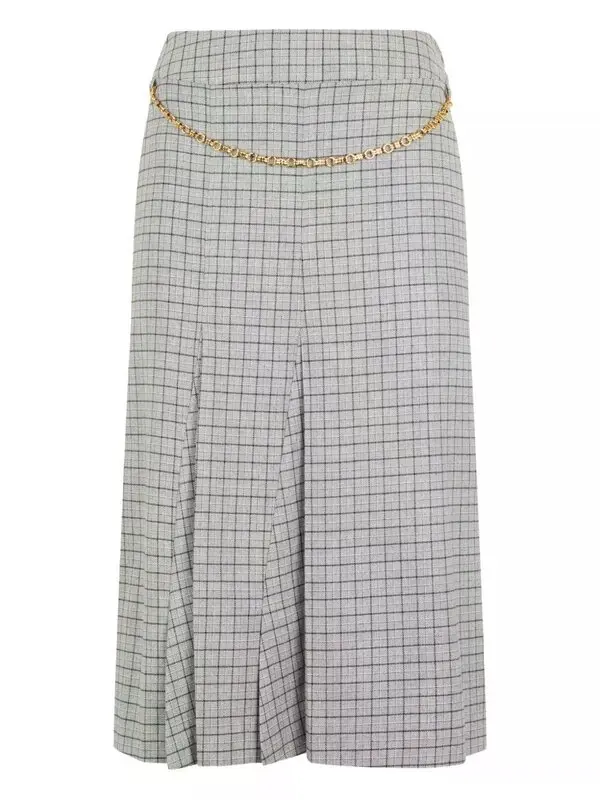 Malo Plaid Pleated Midi Skirt