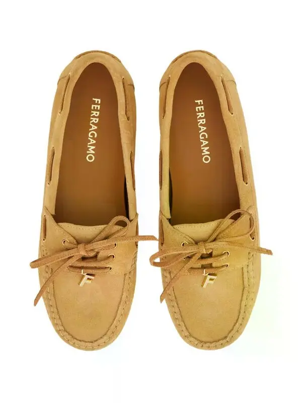 FERRAGAMO Leather Boat Shoes - Neutrals