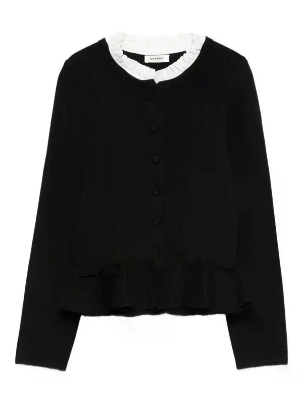 Sandro Ruffled Cardigan With Detachable Collar