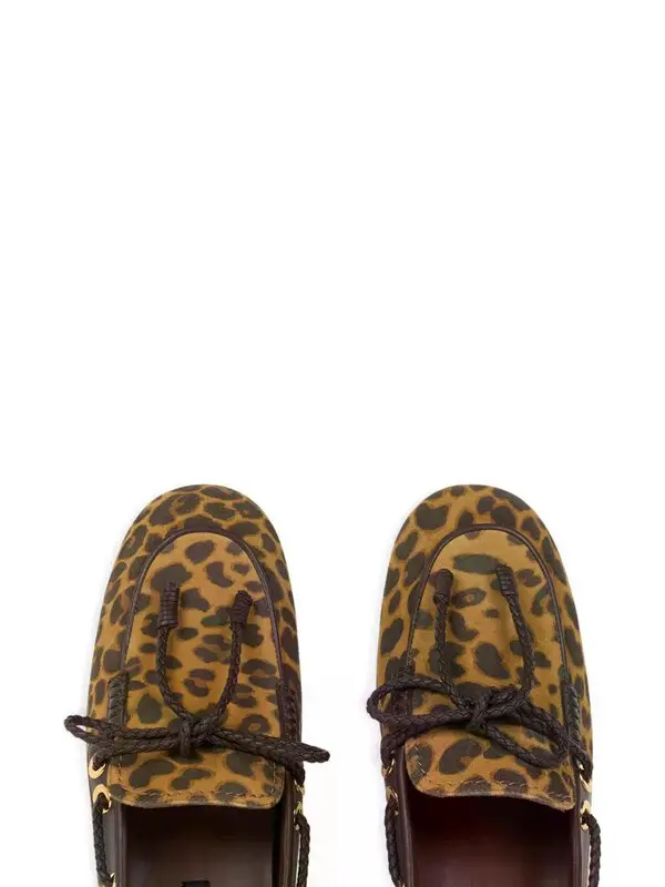 Etro Animal-print Suede Loafers With Gold-tone Hardware