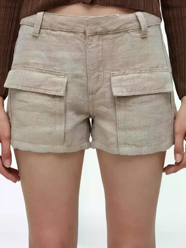 OSKLEN Cargo Pocket Linen Mini Shorts