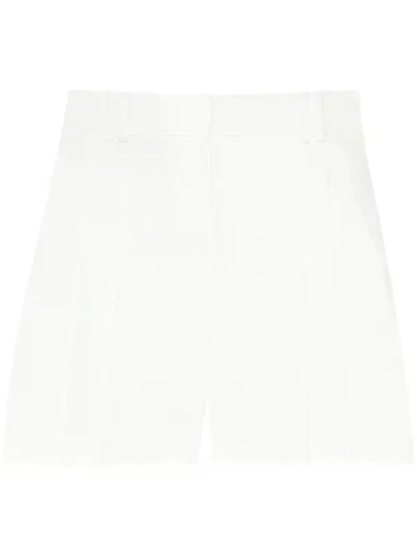 Another Tomorrow Linen Pleated Shorts - White
