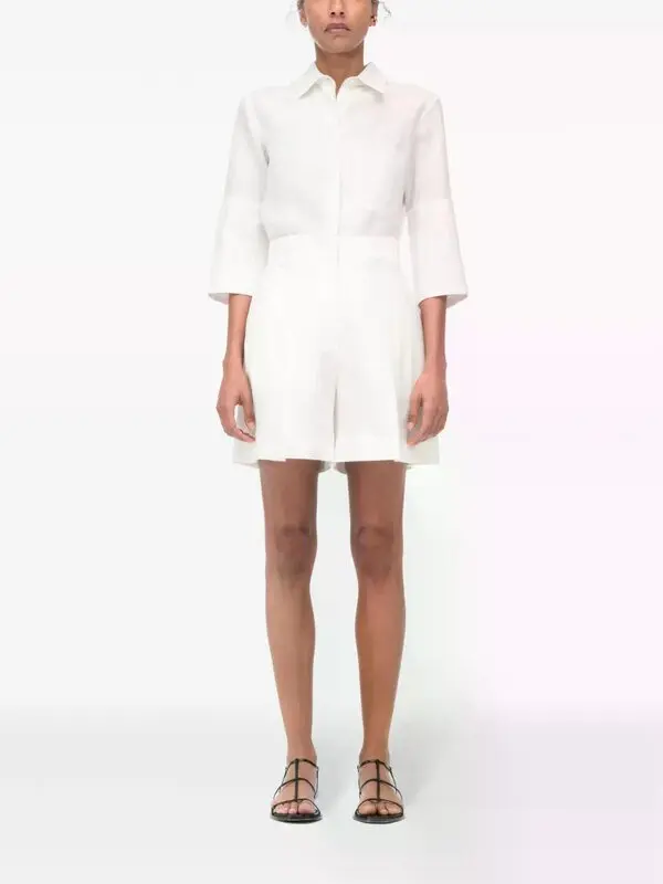 Another Tomorrow Linen Pleated Shorts
