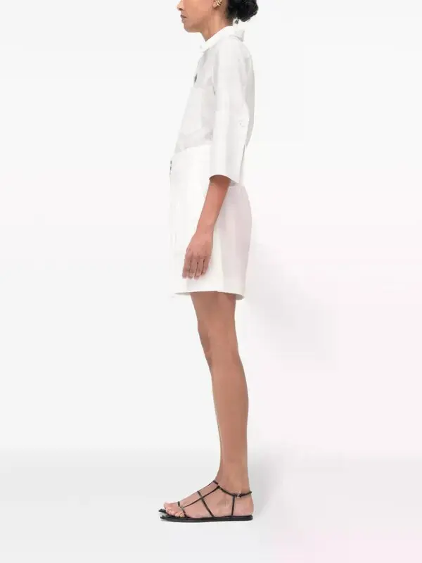 Another Tomorrow Linen Pleated Shorts