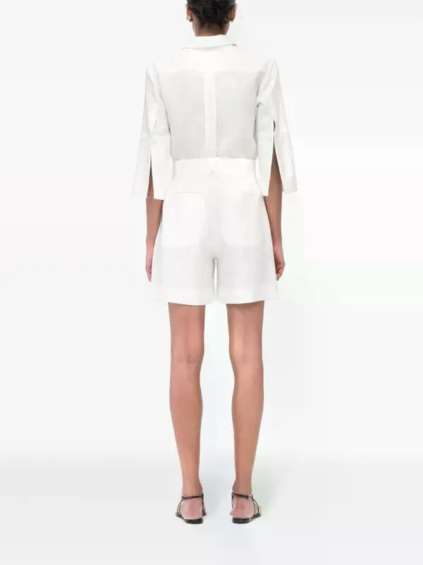 Another Tomorrow Linen Pleated Shorts