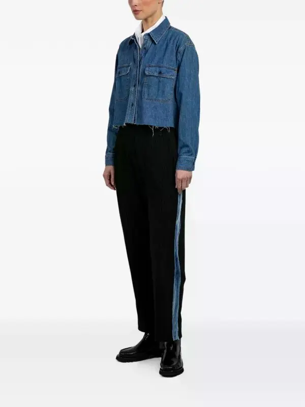 ASKK NY Crosby Houndstooth Panel Cropped Shirt