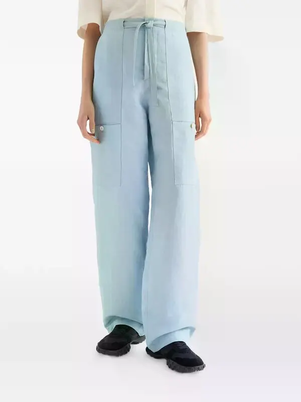 JIL SANDER Drawstring Cargo Linen Trousers