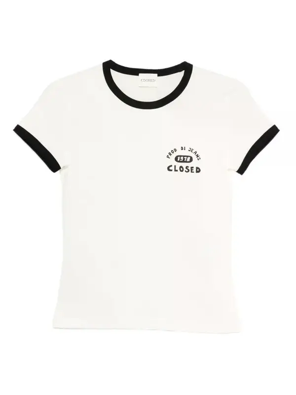 Closed Contrasting-trim T-shirt - Neutrals