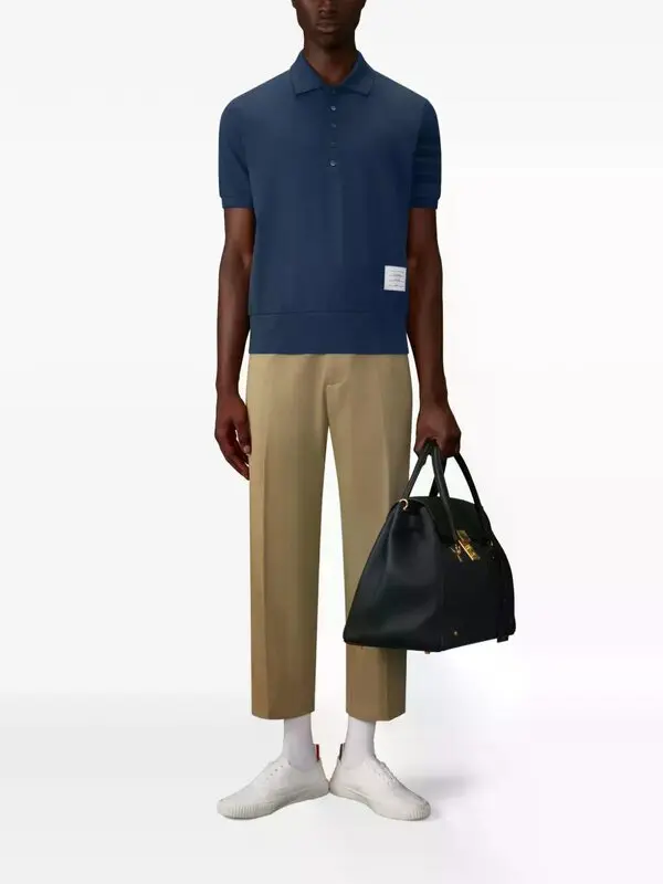 Thom Browne 4-bar Buttoned-up Polo Shirt - Blue