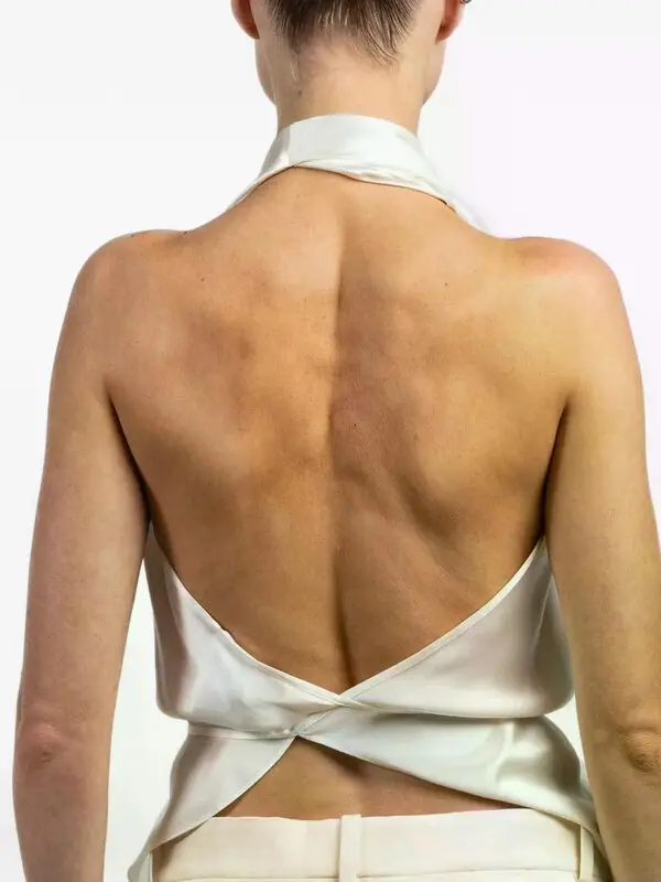Wardrobe.NYC Halter Neck Satin Blouse