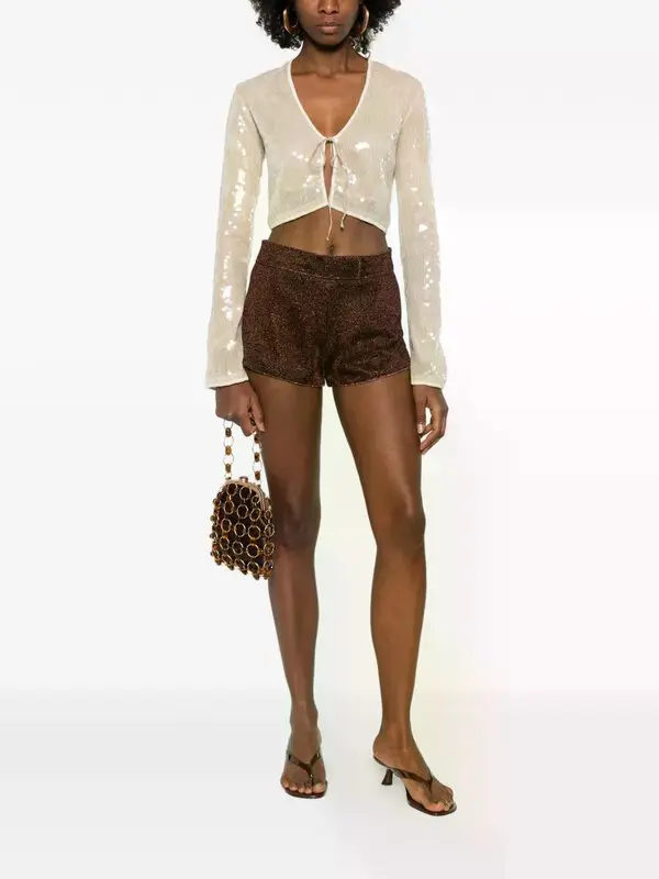 Oseree Marylin Sequin Tie Top - Neutrals