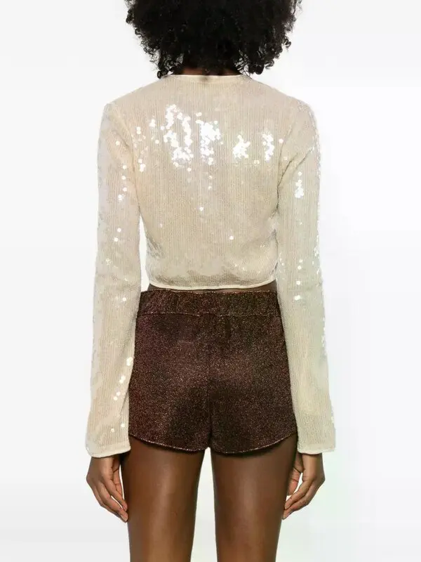 Oseree Marylin Sequin Tie Top - Neutrals