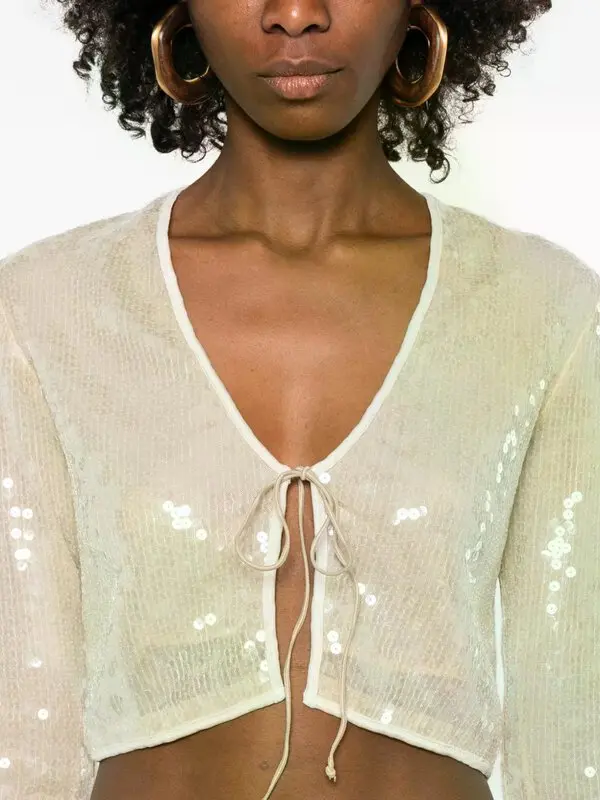 Oseree Marylin Sequin Tie Top - Neutrals