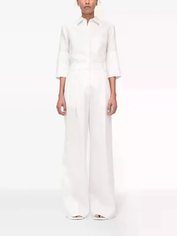Another Tomorrow Linen French-cuff Blouse