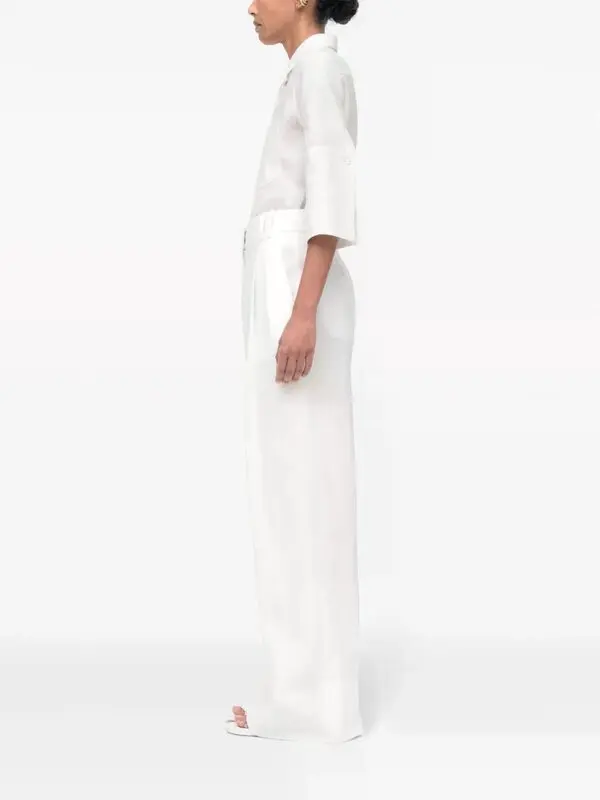 Another Tomorrow Linen French-cuff Blouse