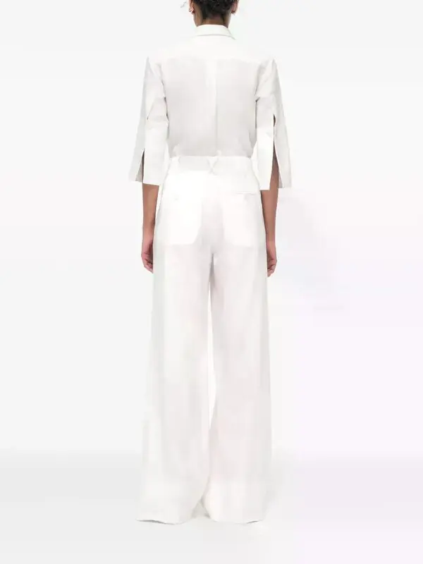 Another Tomorrow Linen French-cuff Blouse