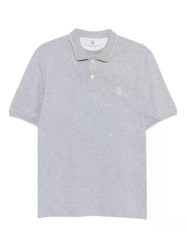 Brunello Cucinelli Piped Logo-embroidered Polo Shirt - Grey