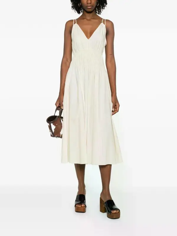 Pinko Amie Gathered Midi Dress - Neutrals
