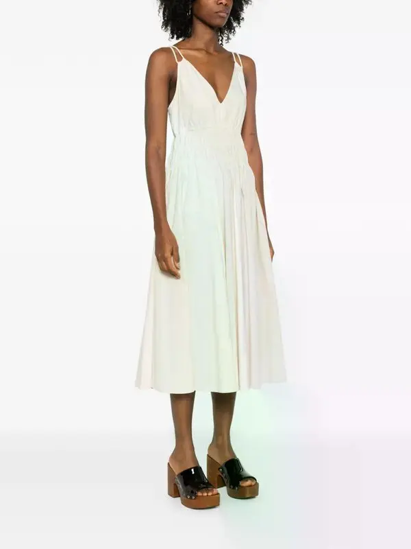 Pinko Amie Gathered Midi Dress - Neutrals