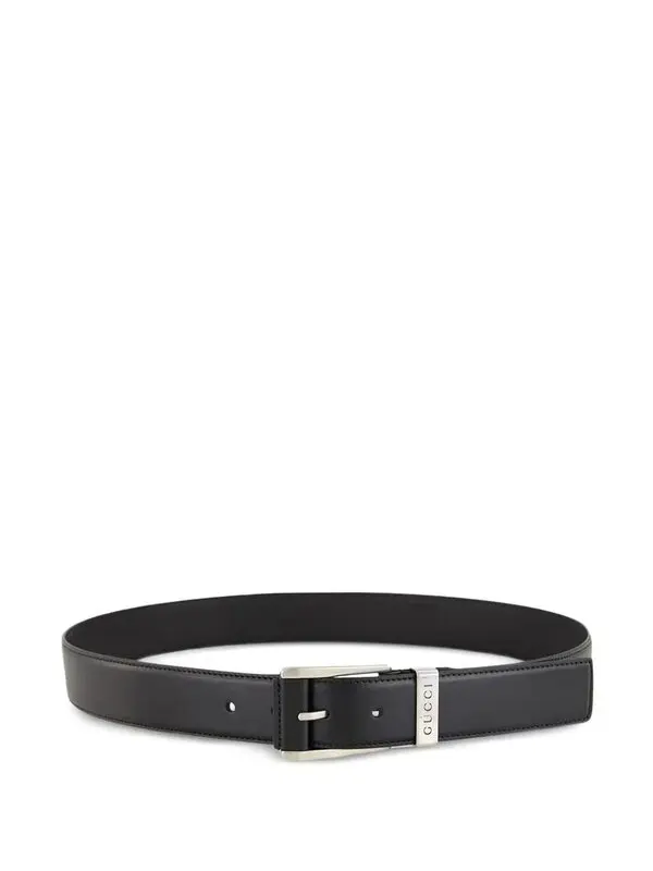 Gucci Engraved-buckle Leather Belt - Black
