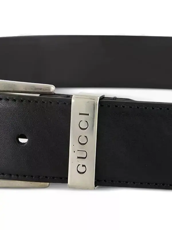 Gucci Engraved-buckle Leather Belt