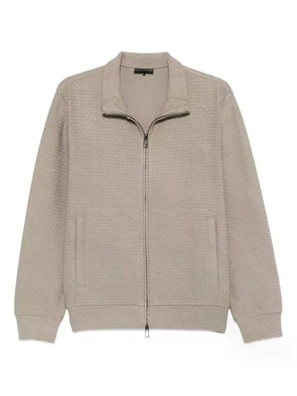 Emporio Armani Textured Zip Sweatshirt - Neutrals