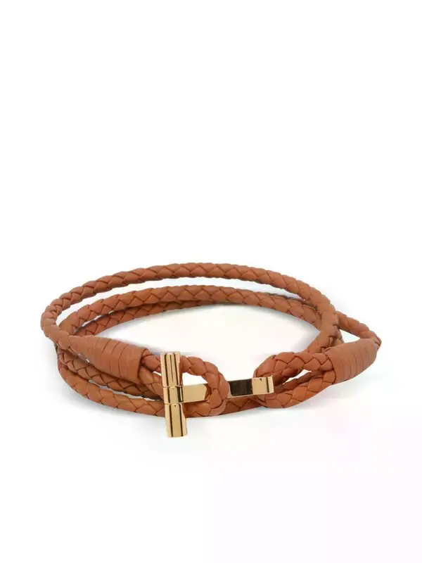 TOM FORD Braided Logo Bracelet - Brown