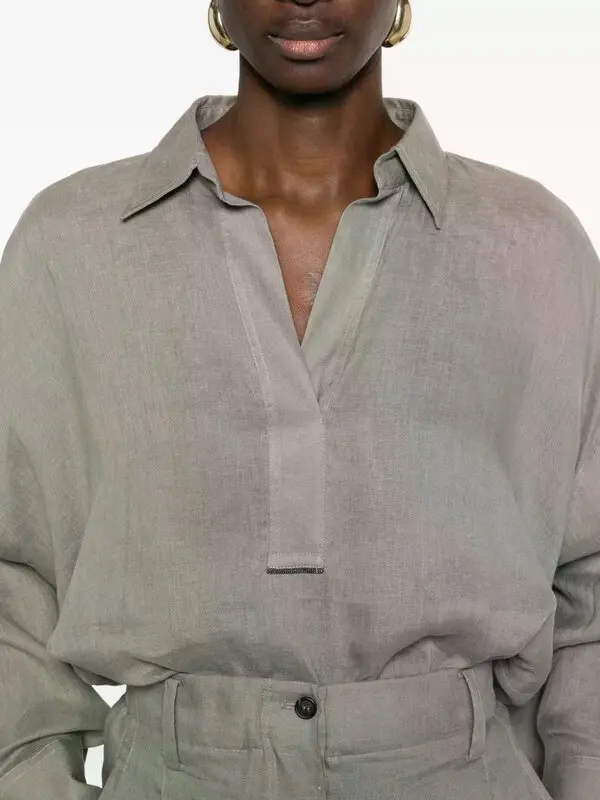 Brunello Cucinelli Linen Blouse - Grey