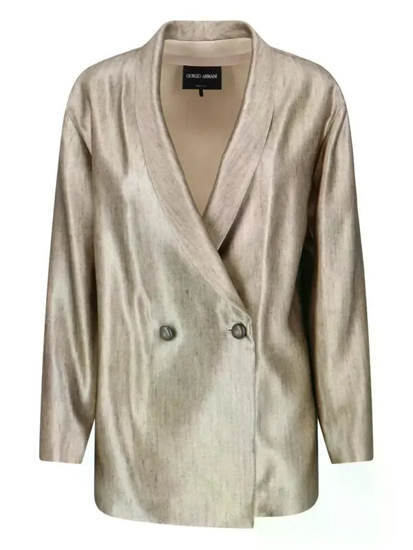 Giorgio Armani Double-breasted Silk Blazer - Neutrals