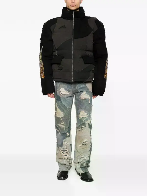 WHO DECIDES WAR BY EV BRAVADO Distressed Patchwork Jeans