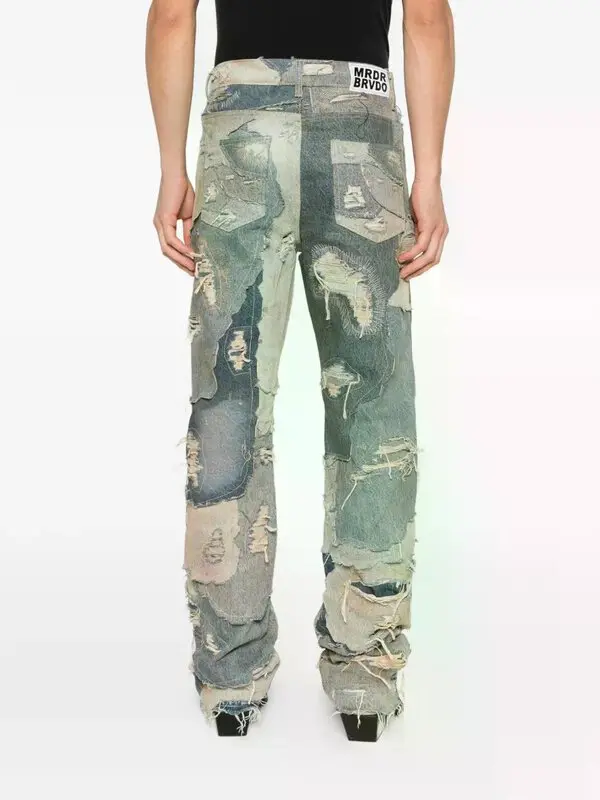 WHO DECIDES WAR BY EV BRAVADO Distressed Patchwork Jeans