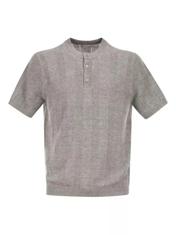 Brunello Cucinelli Ribbed-collar Polo Shirt - Grey