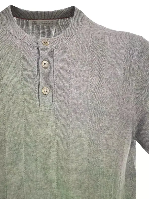 Brunello Cucinelli Ribbed-collar Polo Shirt - Grey