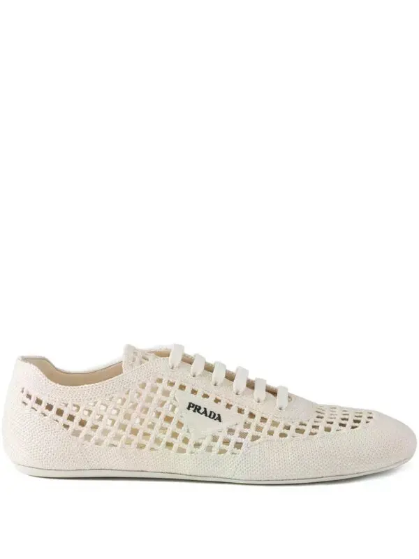 Prada Crochet Round-toe Sneakers - White