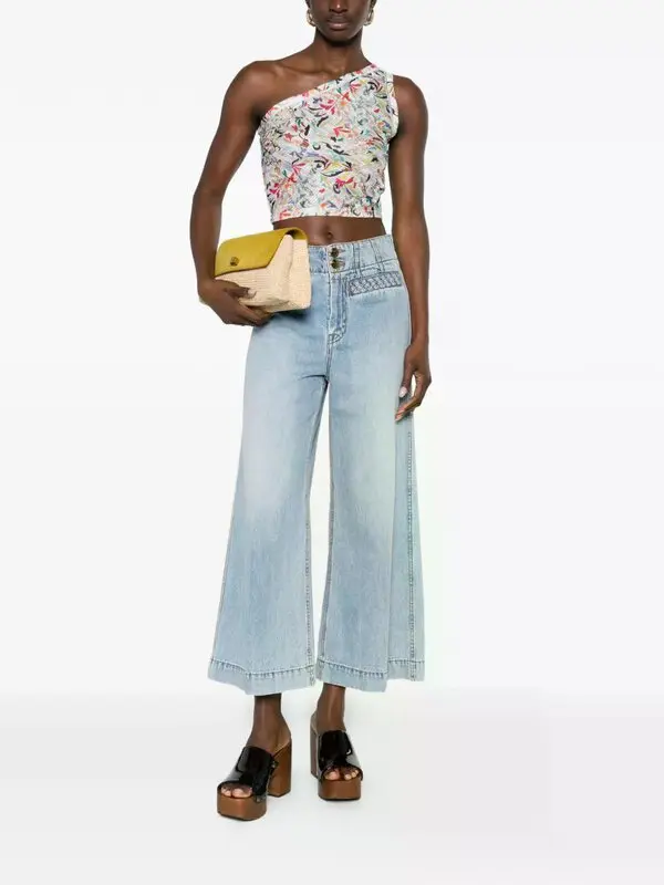 Missoni Floral One-shoulder Cropped Top - White