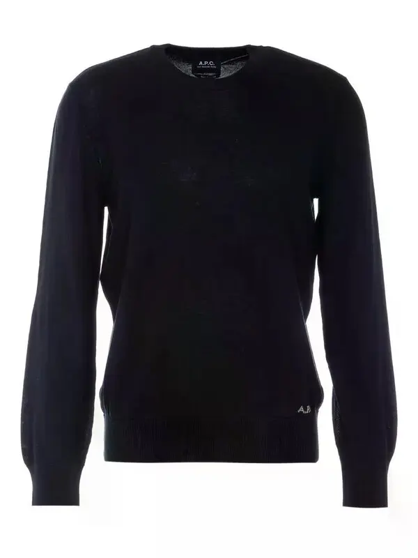 A.p.c. Embroidered Logo Crew-neck Sweater - Black