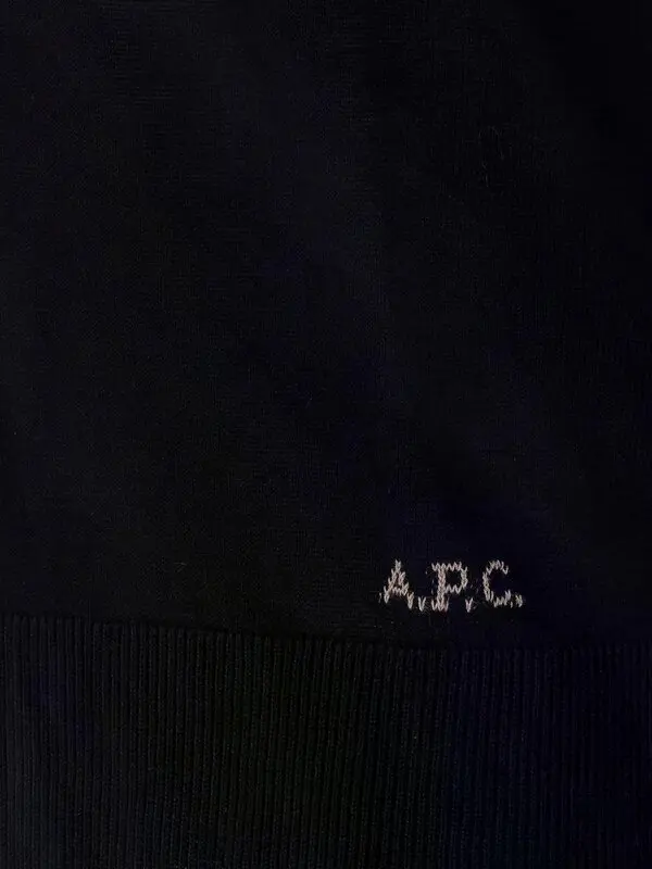 A.p.c. Embroidered Logo Crew-neck Sweater - Black