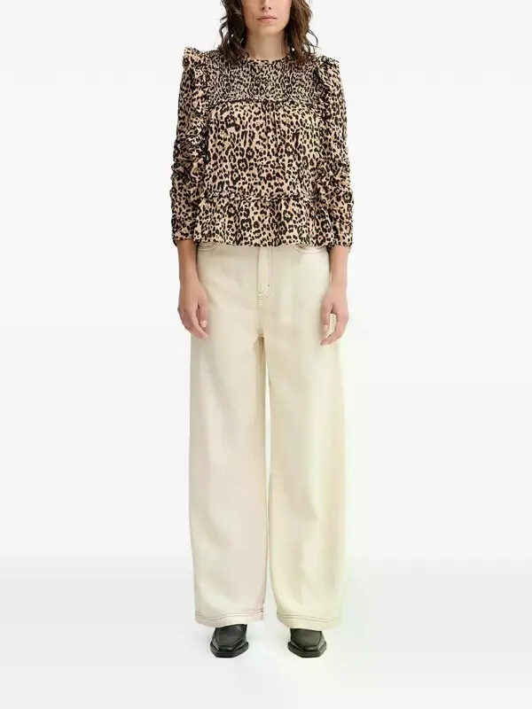 Munthe Animal-print Blouse With Ruffled Detail