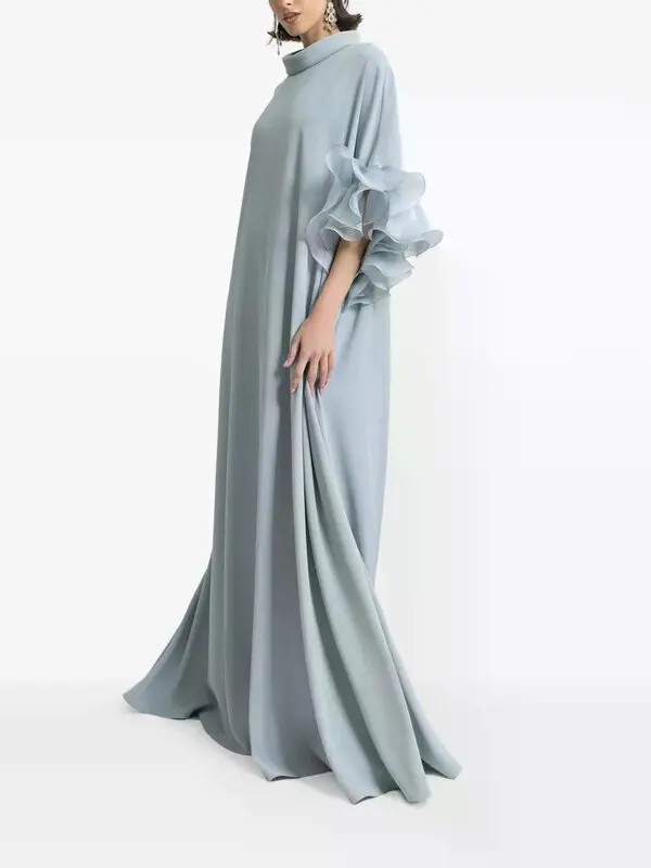 GEMY MAALOUF Ruffled-cuff Mock-neck Maxi Dress