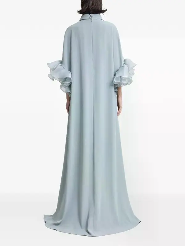 GEMY MAALOUF Ruffled-cuff Mock-neck Maxi Dress