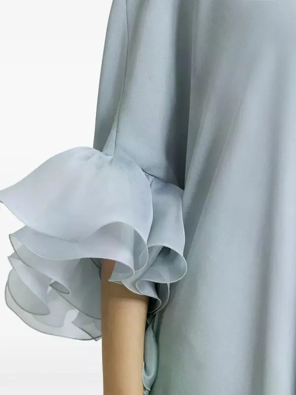 GEMY MAALOUF Ruffled-cuff Mock-neck Maxi Dress