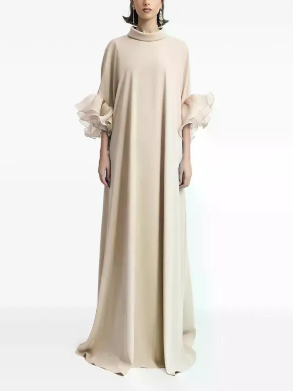 GEMY MAALOUF Ruffled-cuff Mock-neck Maxi Dress